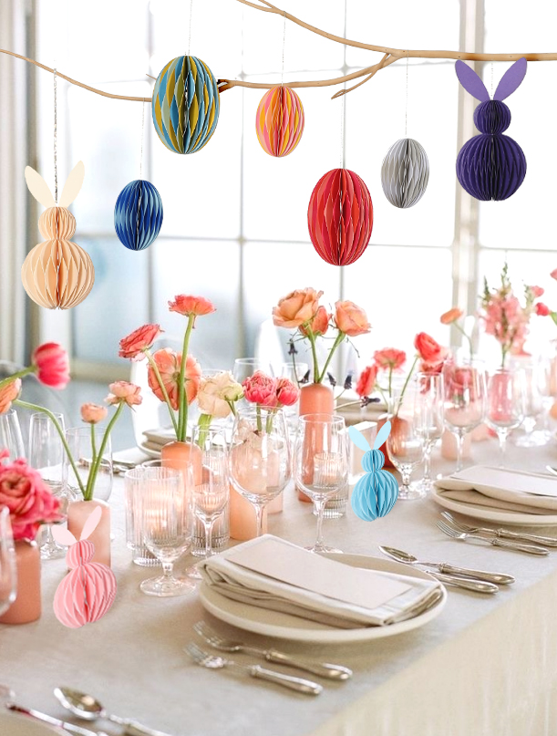 East Tern. Easter Bunny Honeycomb Decorations